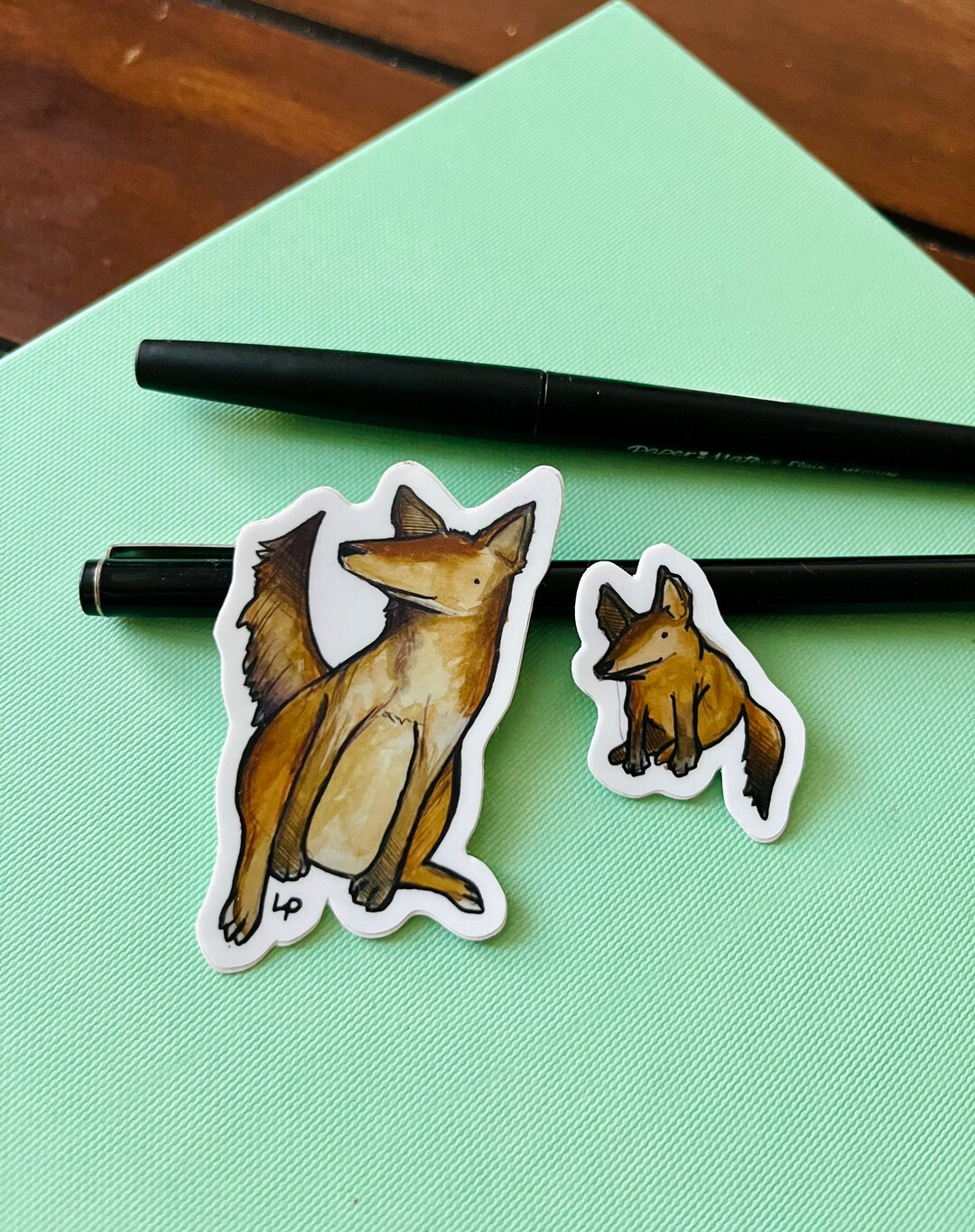 Mama Coyote and Baby Pup Vinyl Sticker | Handmade Sonoran Desert ...