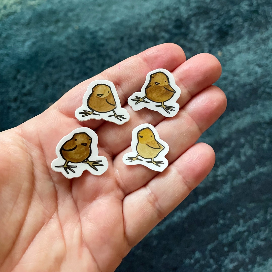 Tiny Baby Yellow Chick Stickers set of 4 Baby Chicken Vinyl Sticker Set ...