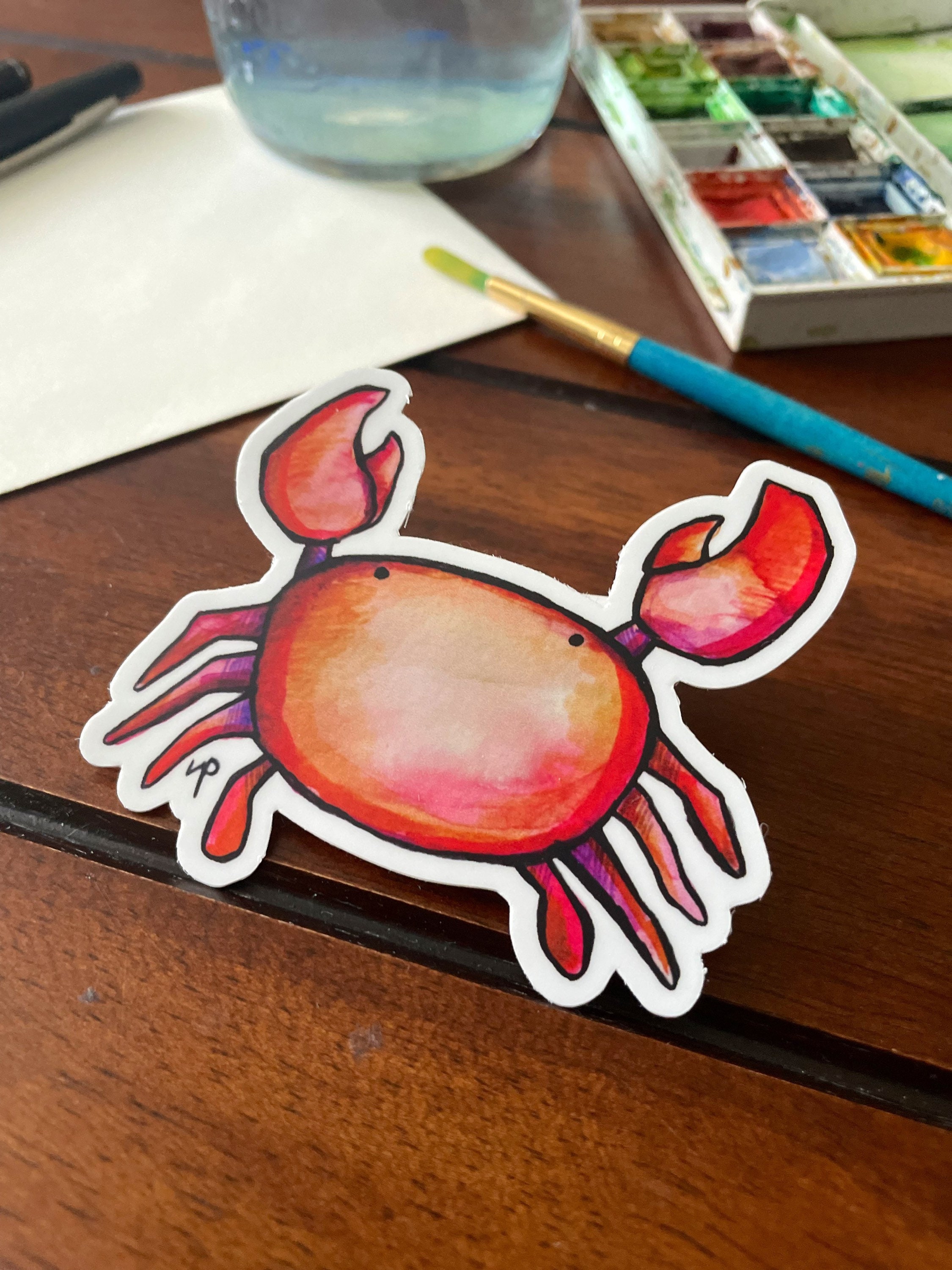 Colorful Crab Vinyl Waterproof Sticker Art | Crabby Decal Stickers ...