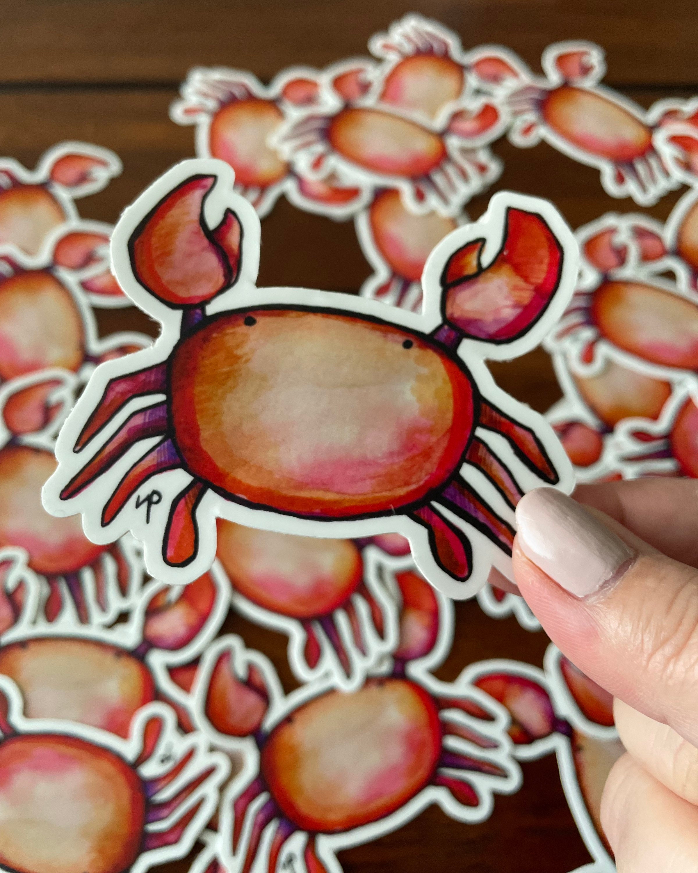 Colorful Crab Vinyl Waterproof Sticker Art Crabby Decal | Etsy