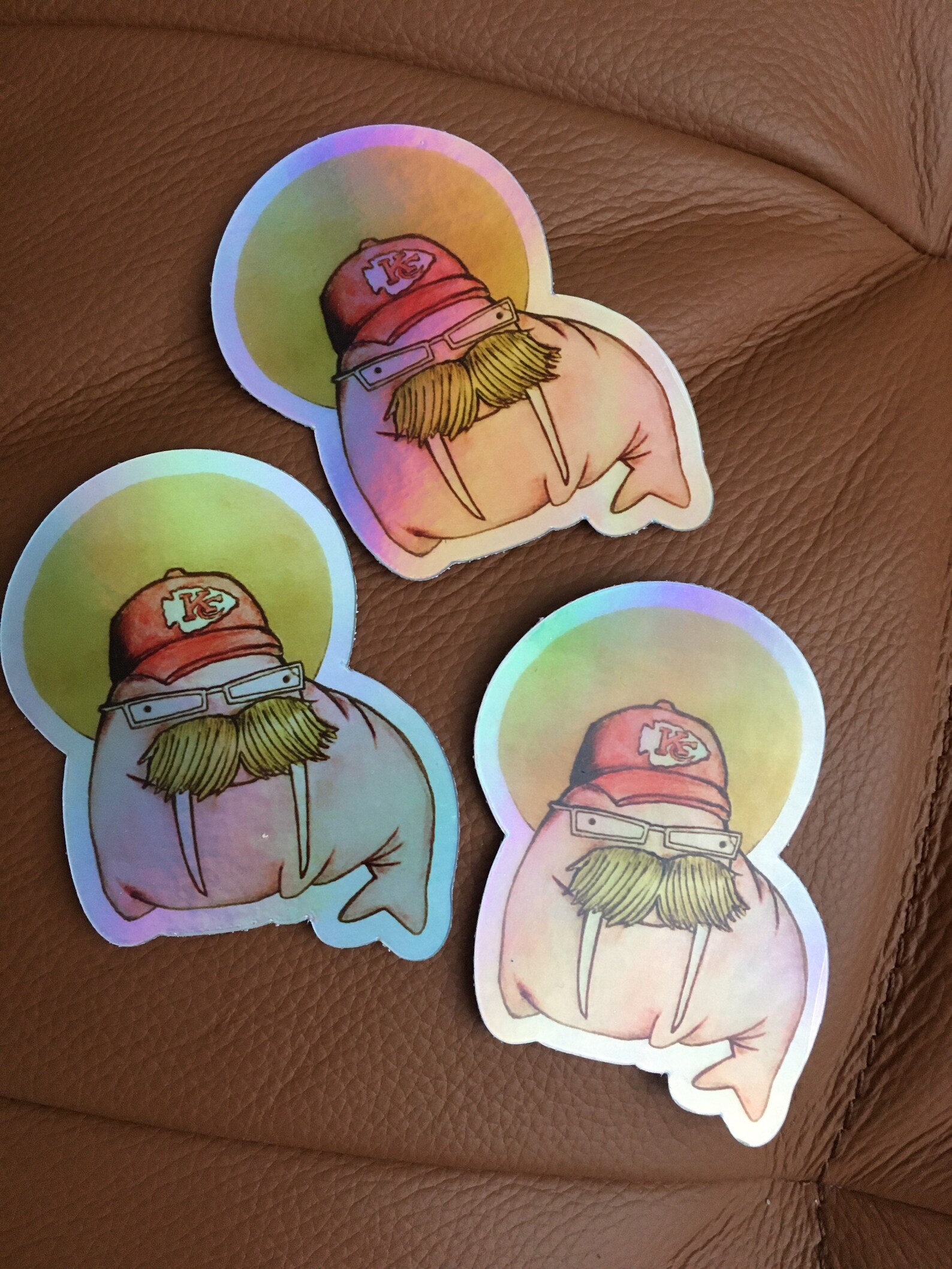 Andy Reid Walrus holographic vinyl stickers gifts for Kansas | Etsy