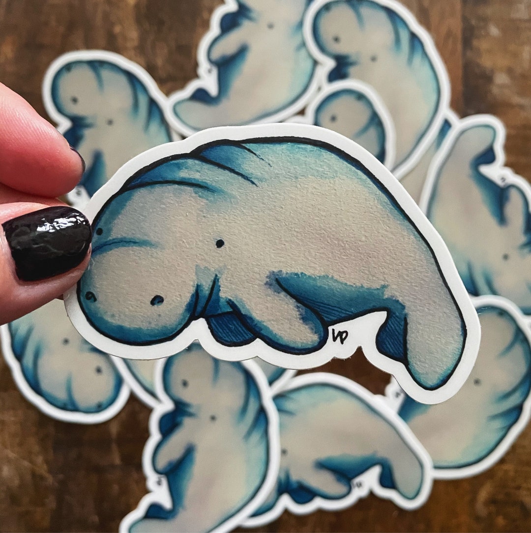 Happy Chubby Manatee Fridge Magnet | Waterproof Refrigerator Art ...