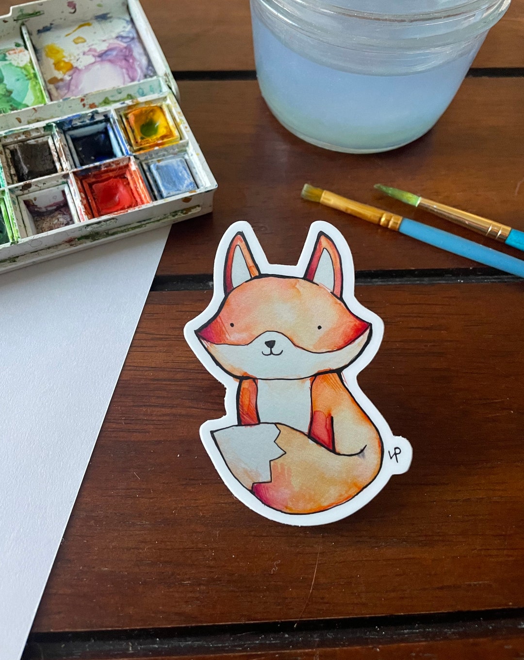 Happy Red Fox Vinyl Sticker | Handmade Waterproof Stickers of Foxes ...