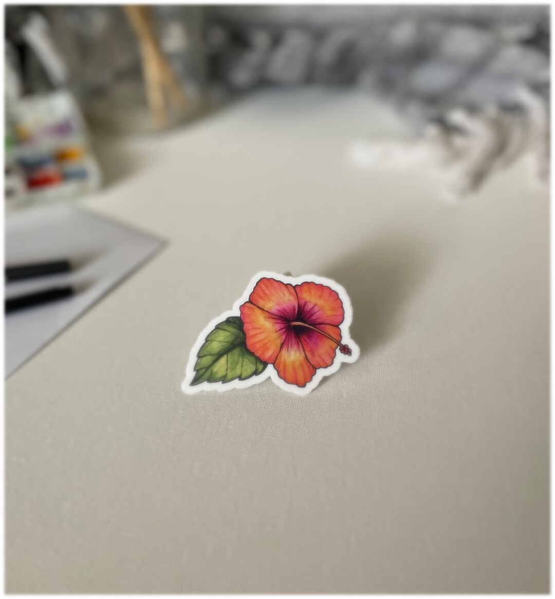 Hibiscus Flower Sticker | Tropical Flora Stickers | Gifts for Her ...