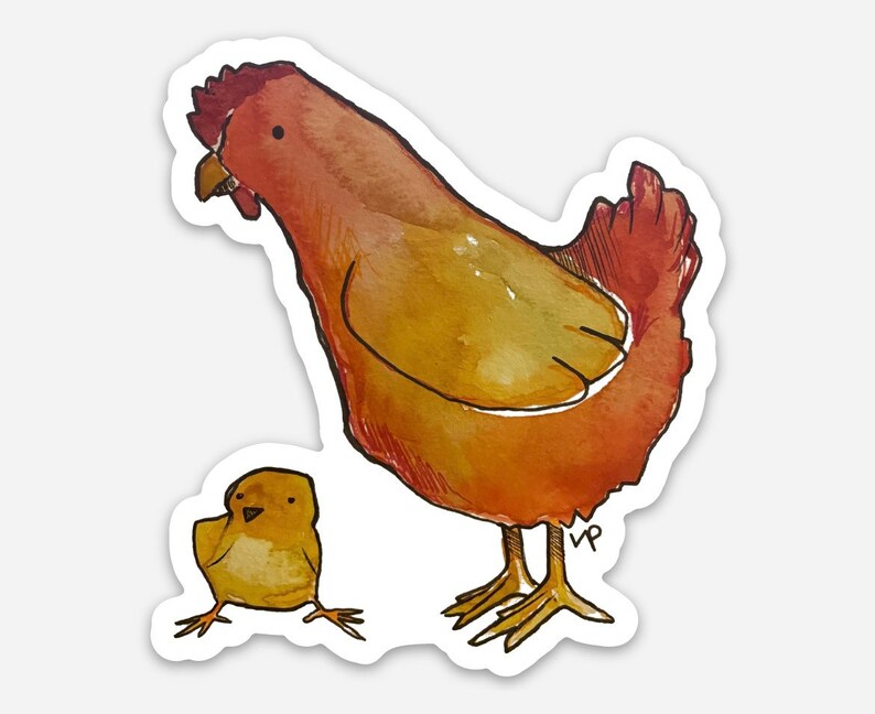 Chicken and Baby Chick Vinyl Stickers | Gifts for Animal Lovers ...