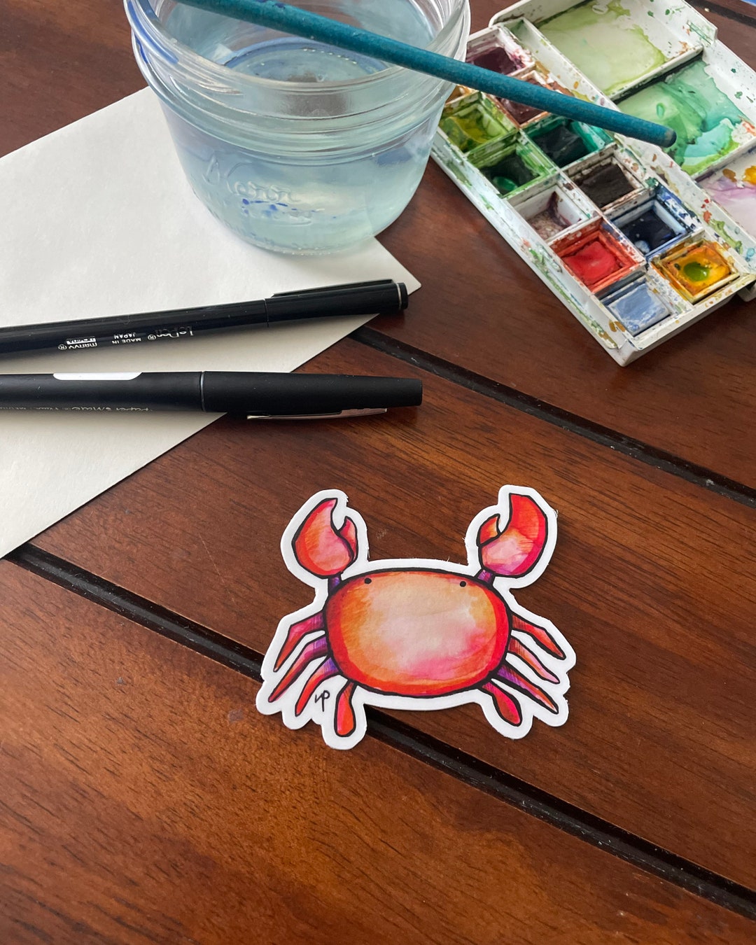 Colorful Crab Vinyl Waterproof Sticker Art | Crabby Decal Stickers ...