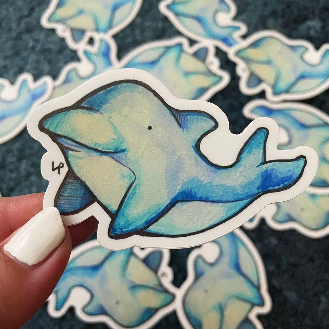 Chunky Blue Dolphin Vinyl Sticker Art | Decals of Dolphins ...