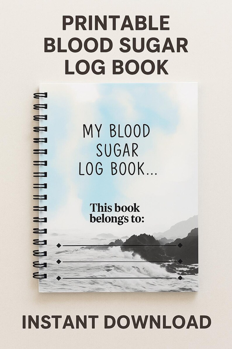 Printable Blood Sugar Log Book | Diabetes Tracker | Glucose Monitoring ...