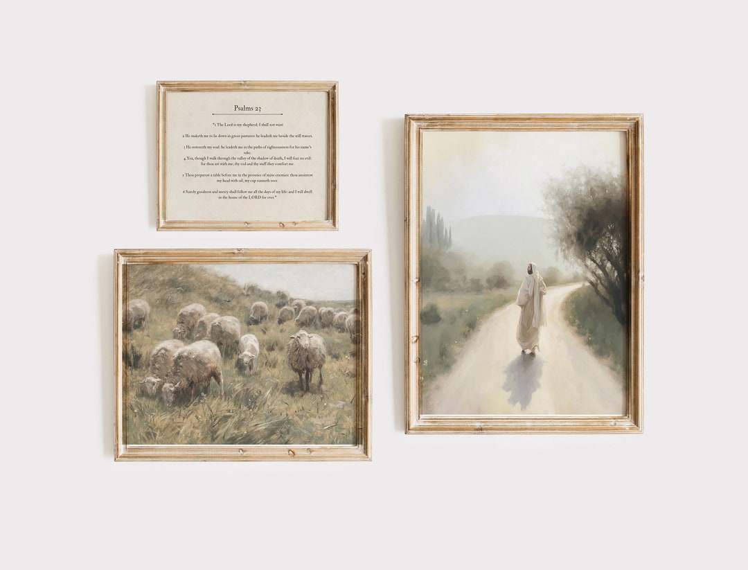 Christian Gallery Set of Three / Psalms 23 Scripture / Emmanuel ...