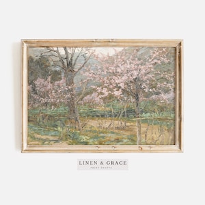 Vintage Spring Art / Christian Art / Antique Landscape Oil Painting ...