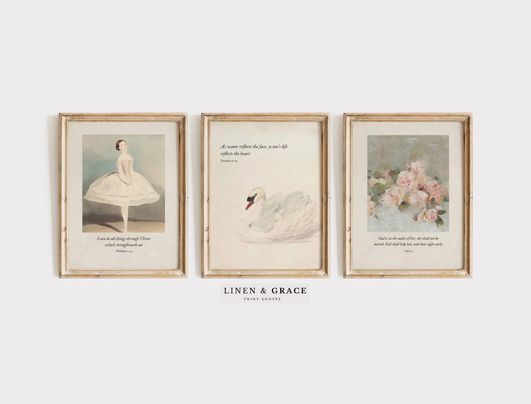 Christian Girls Room / Gallery Set of Three / Faith Art / Bible Verse ...