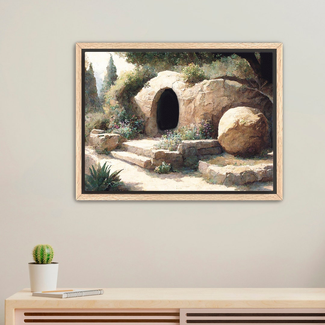 The Tomb is Empty FRAMED Canvas / He is Risen / Christian Bible Art ...
