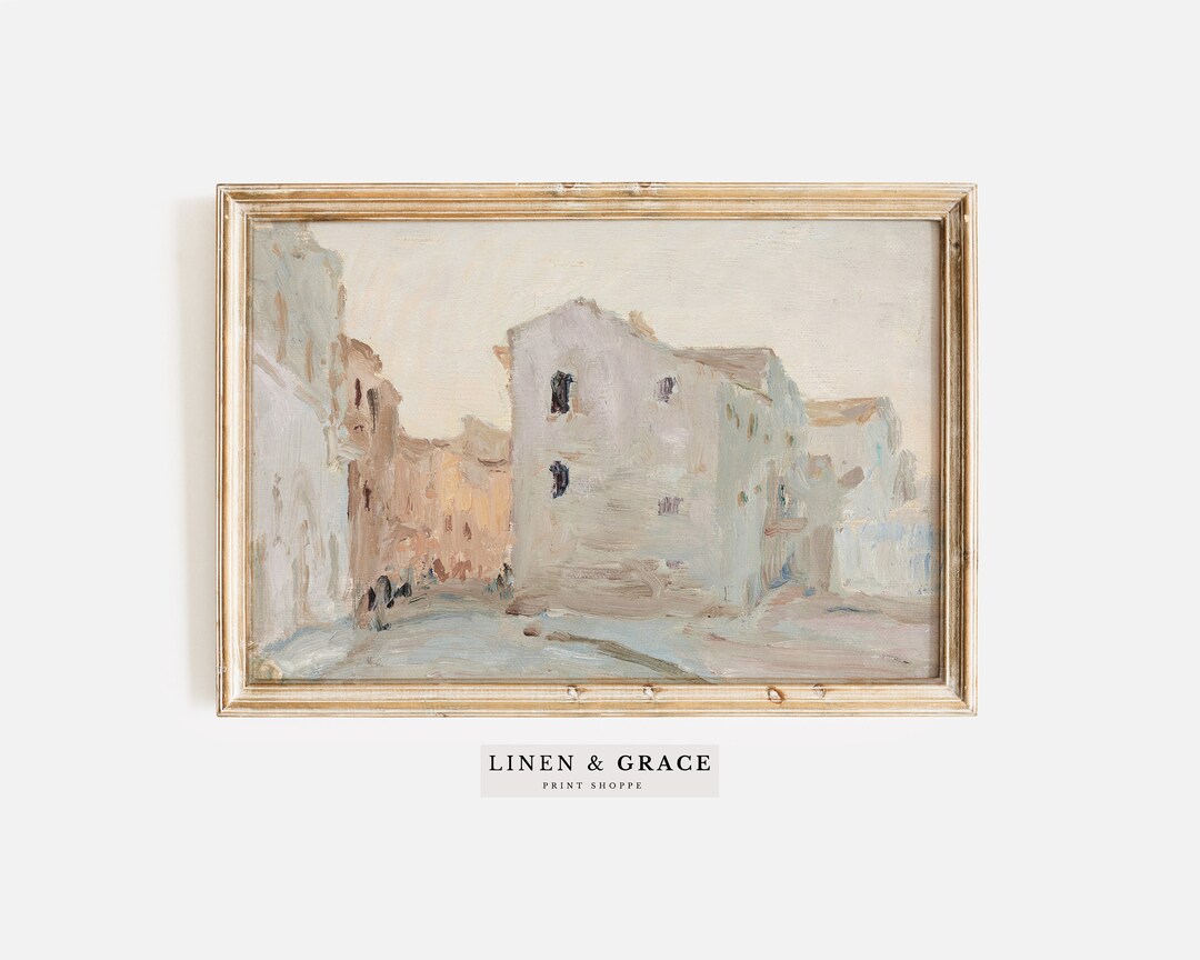 Vintage Italian Painting / Neutral Soft Tones Art / Sicily Instant ...