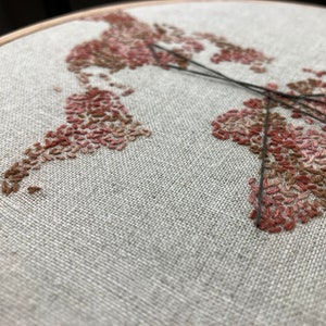 KIT Sashiko Embroidery World Map Pink Beginner Sewing Gift - Etsy