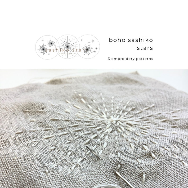 Sashiko Boho Embroidery Star Design Template 3 Stars FREE Embroidery ...