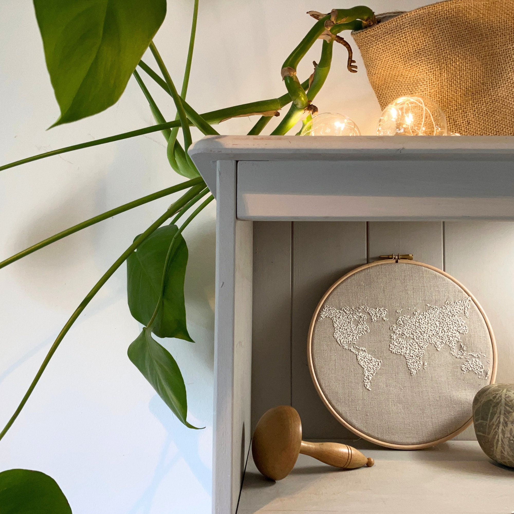 KIT Sashiko Embroidery World Map Beginner Sewing Gift Scandi ...