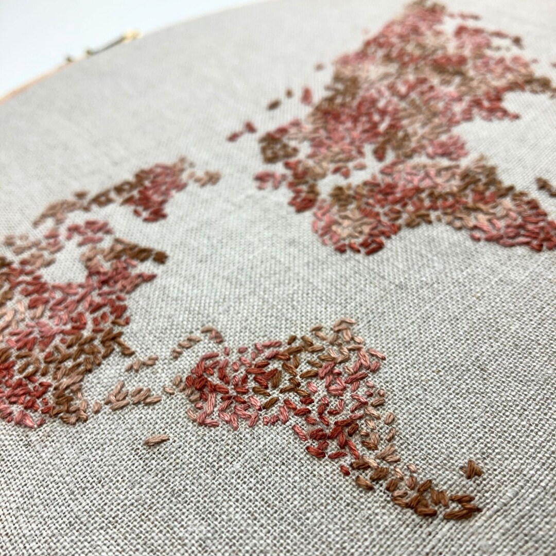 KIT Sashiko Embroidery World Map Pink Beginner Sewing Gift I Am Enough ...