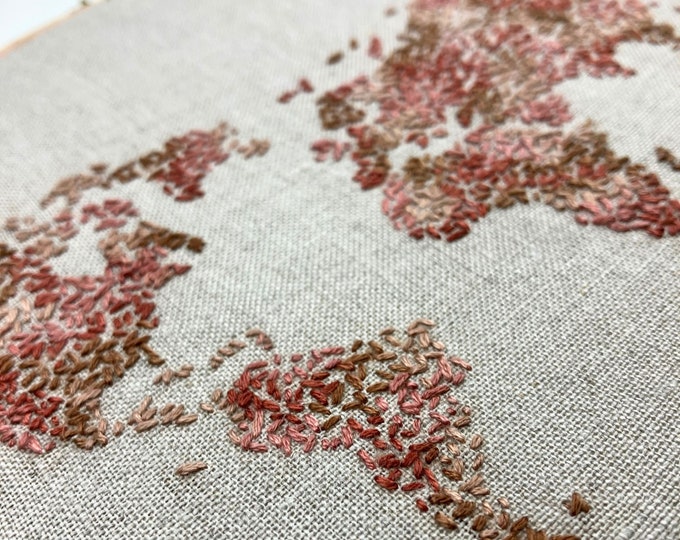 KIT Sashiko Embroidery World Map Pink Beginner Sewing Gift I Am Enough ...