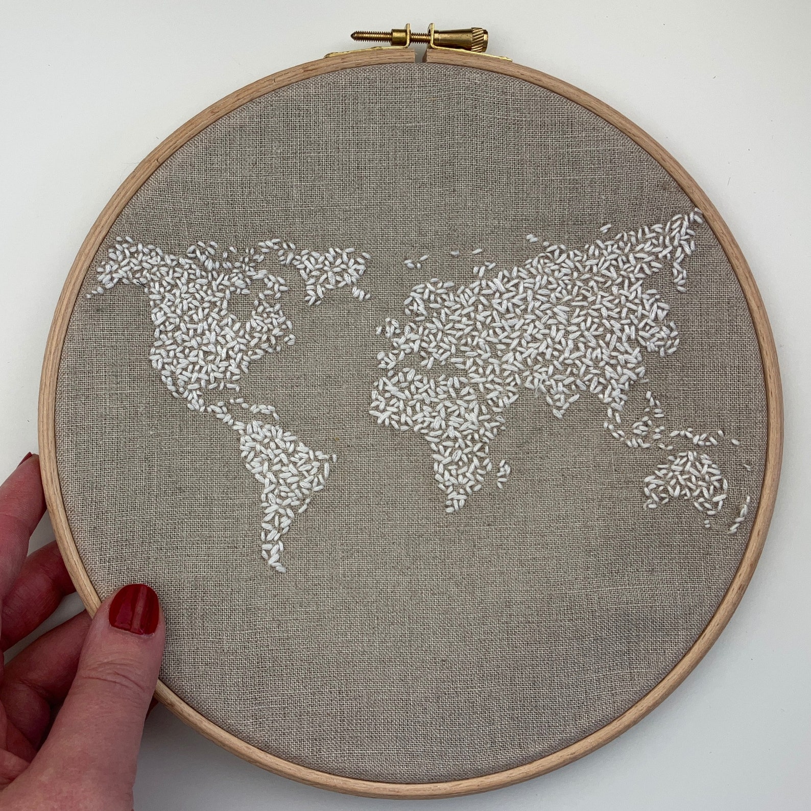 KIT Sashiko Embroidery World Map Beginner Sewing Gift Scandi ...