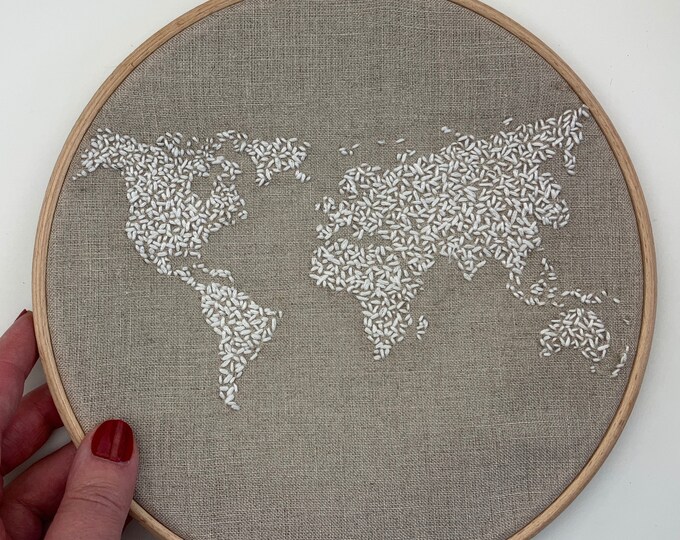 KIT Sashiko Embroidery World Map Pink Beginner Sewing Gift I Am Enough ...