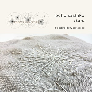 Sashiko Boho Embroidery Star Design Template - 3 Stars - FREE ...