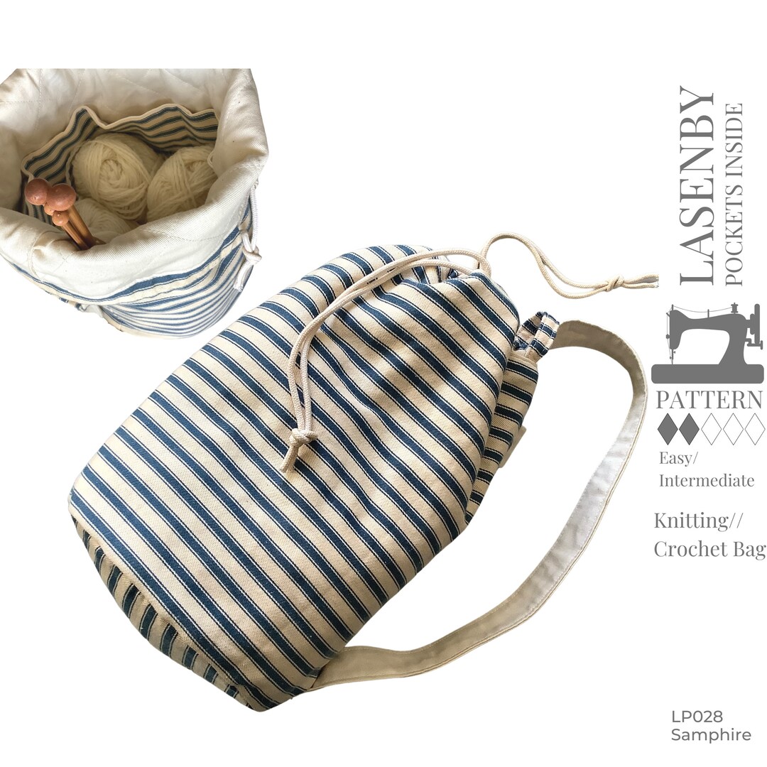 Ticking Stripe Bag Sewing Pattern - Knitting Bag - Crochet on the Go ...
