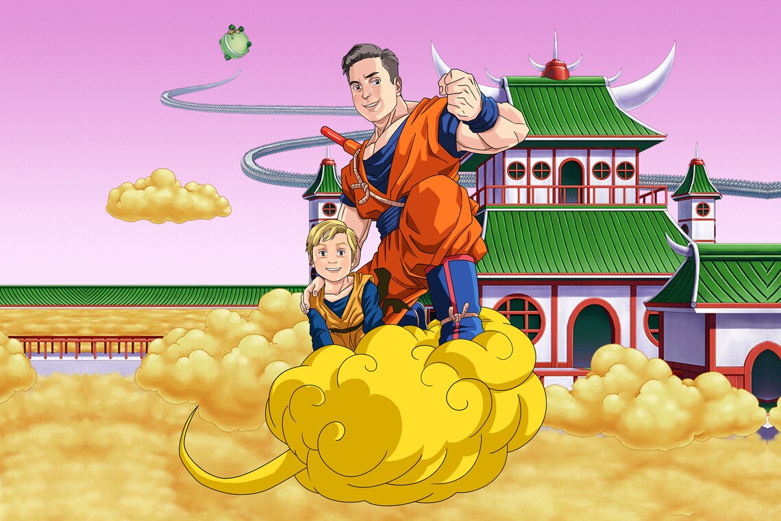 Super Sayian Hand Made Manga Cartoon Funny Anime Caricature - Etsy