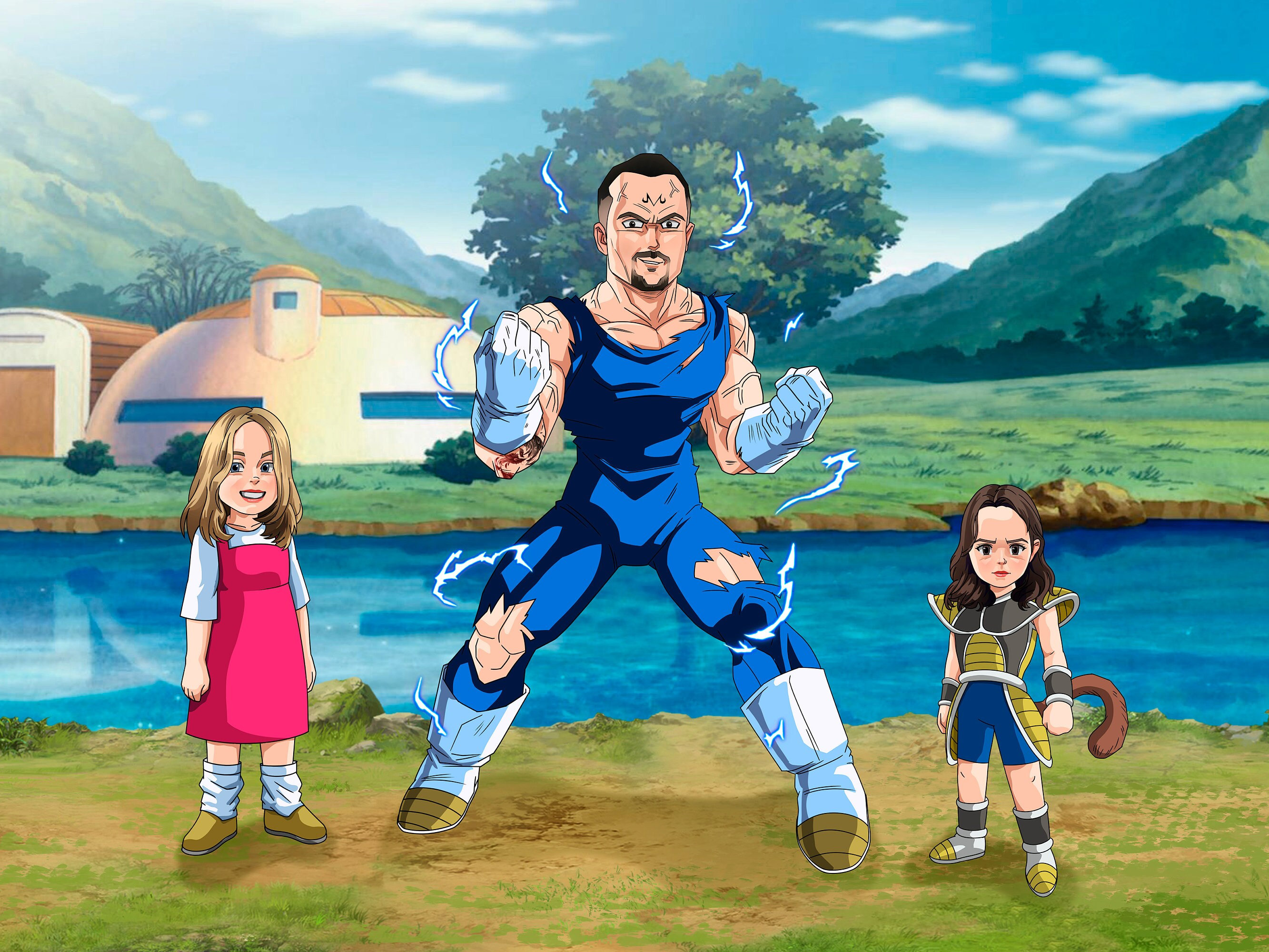 Super Sayian Hand Made Manga Cartoon Funny Anime Caricature - Etsy