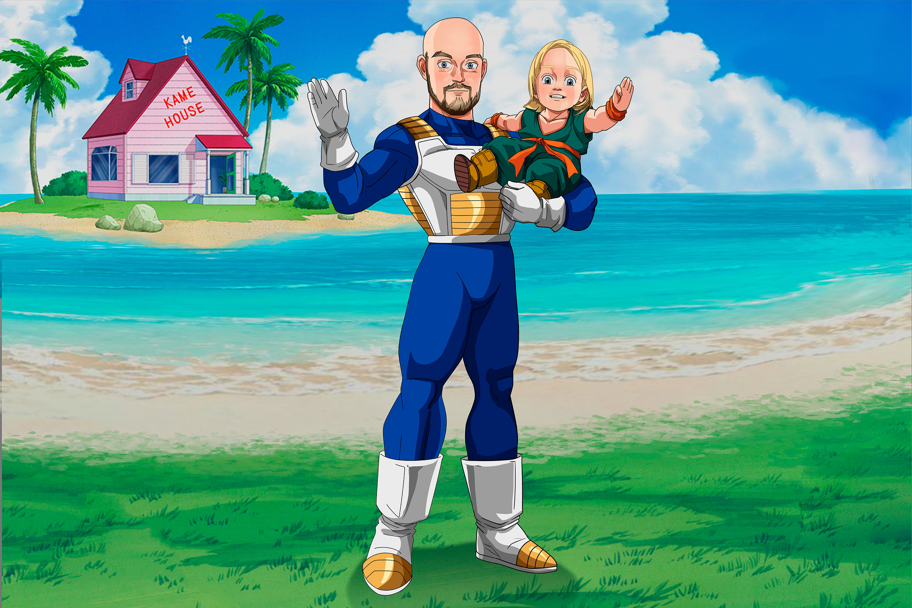 Super Sayian Hand Made Manga Cartoon Funny Anime Caricature - Etsy