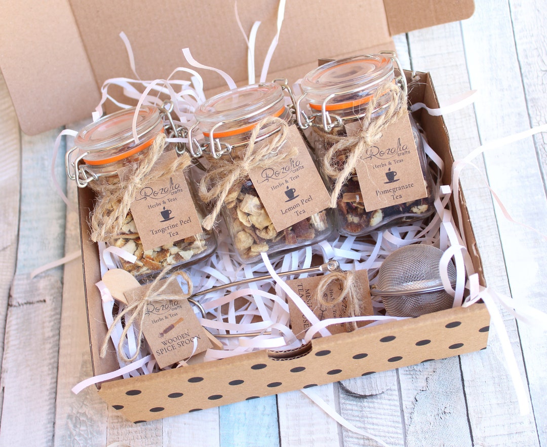 Tea Sampler Set, Loose Leaf, Organic Herbal Teas, Glass Jar, Friend ...