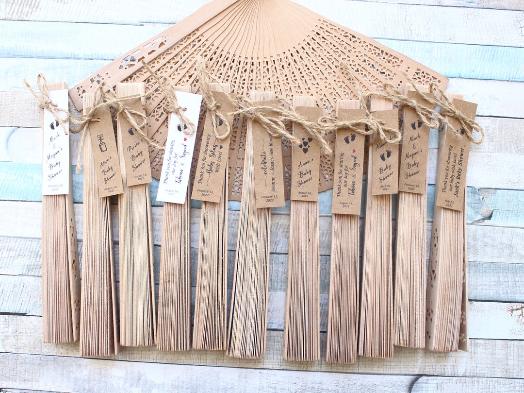 Custom Baby Shower Sandalwood Fans, Bulk Custom Wooden Fans, Baby ...