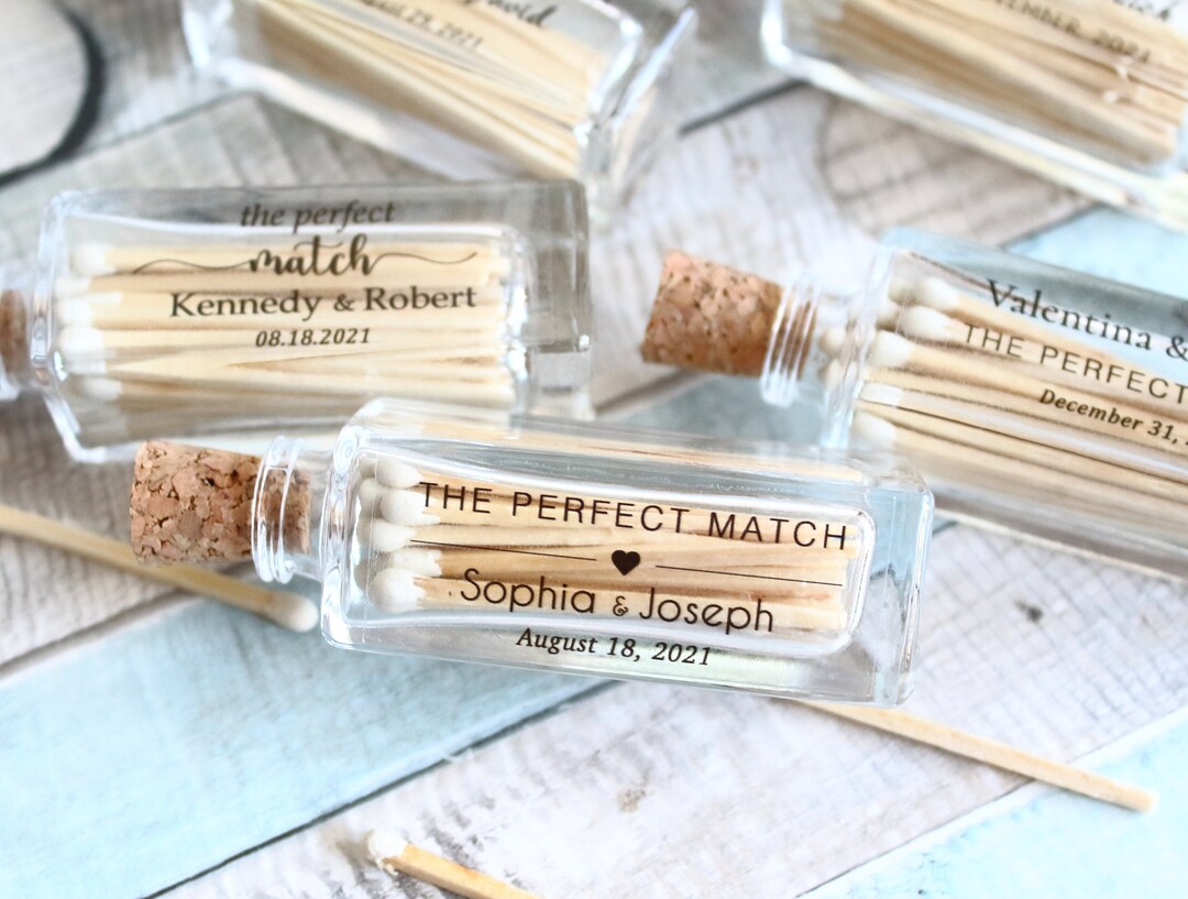 Unique Wedding Match Bottles, the Perfect Match, Wedding Favor, Custom ...