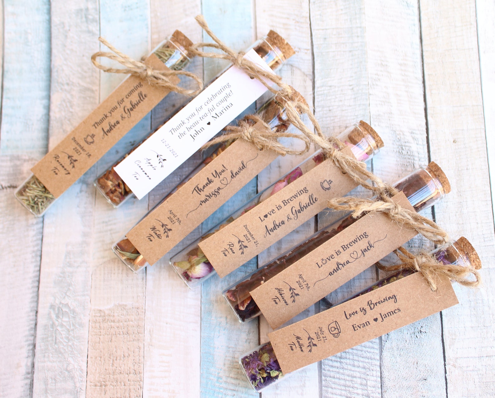 Wedding Tea Favors for Guests, Personalized Favors, Let Love Brew, Love ...