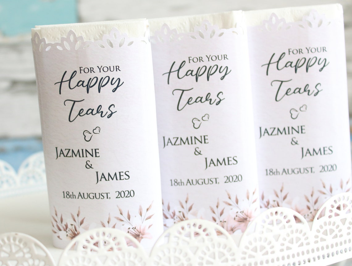 Wedding Tissues, for Your Happy Tears, Personalized Tissue Favors ...