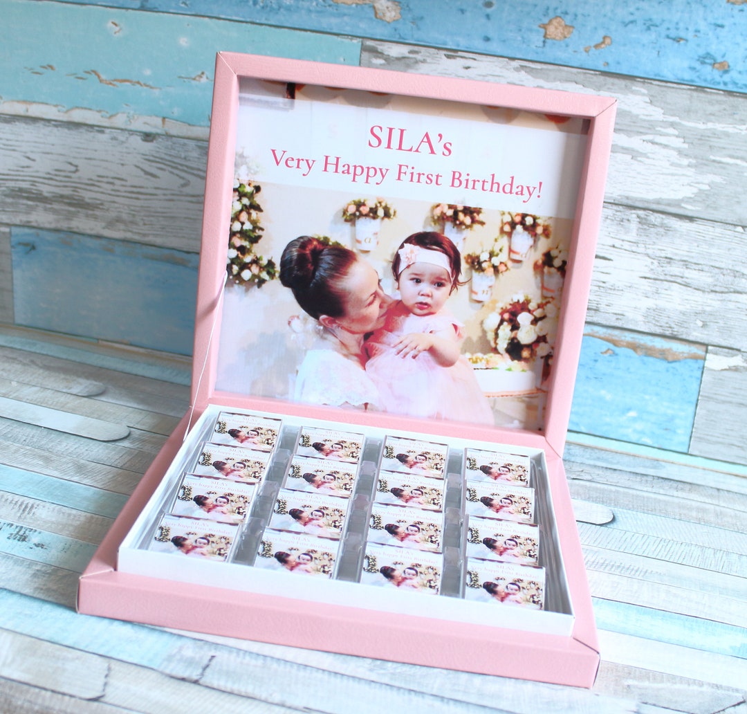 Happy Birthday Chocolate, Favors, First Birthday, Custom Photo Mini ...