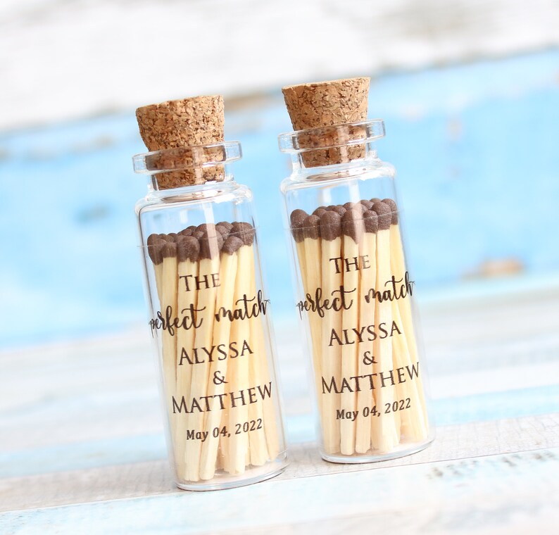 Wedding Matches the Perfect Match Glass Bottle Custom | Etsy