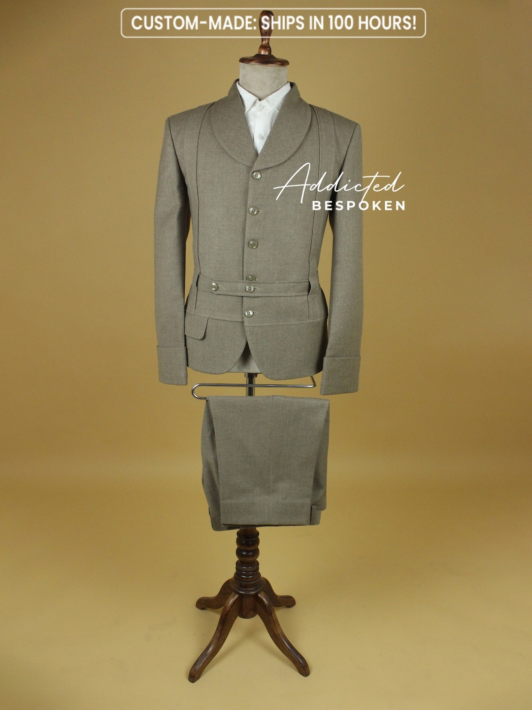 Men Bespoke Brown 2 Piece Wool English Suit French Nobleman Attire ...