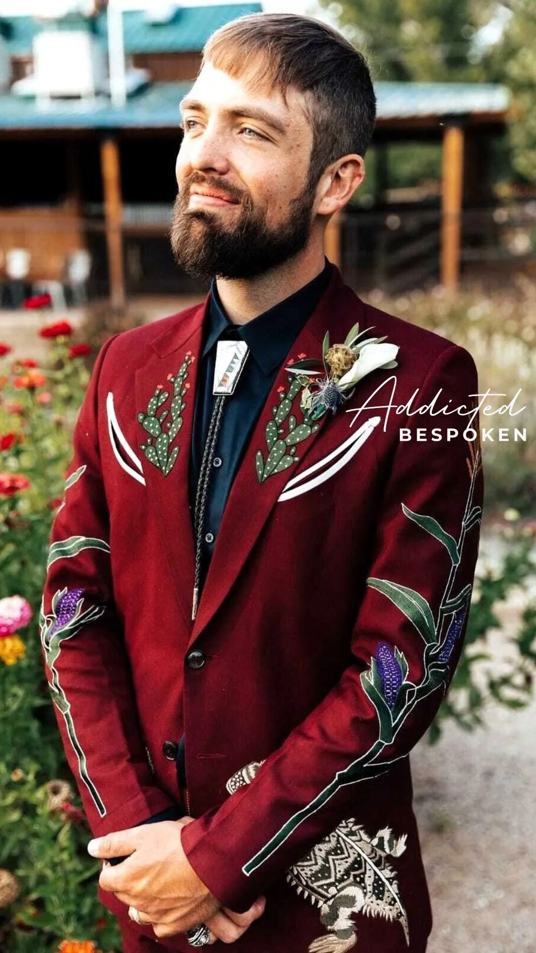 Men's Custom-made Wine 2 Piece Country Western Pantsuit Garden Lizard ...