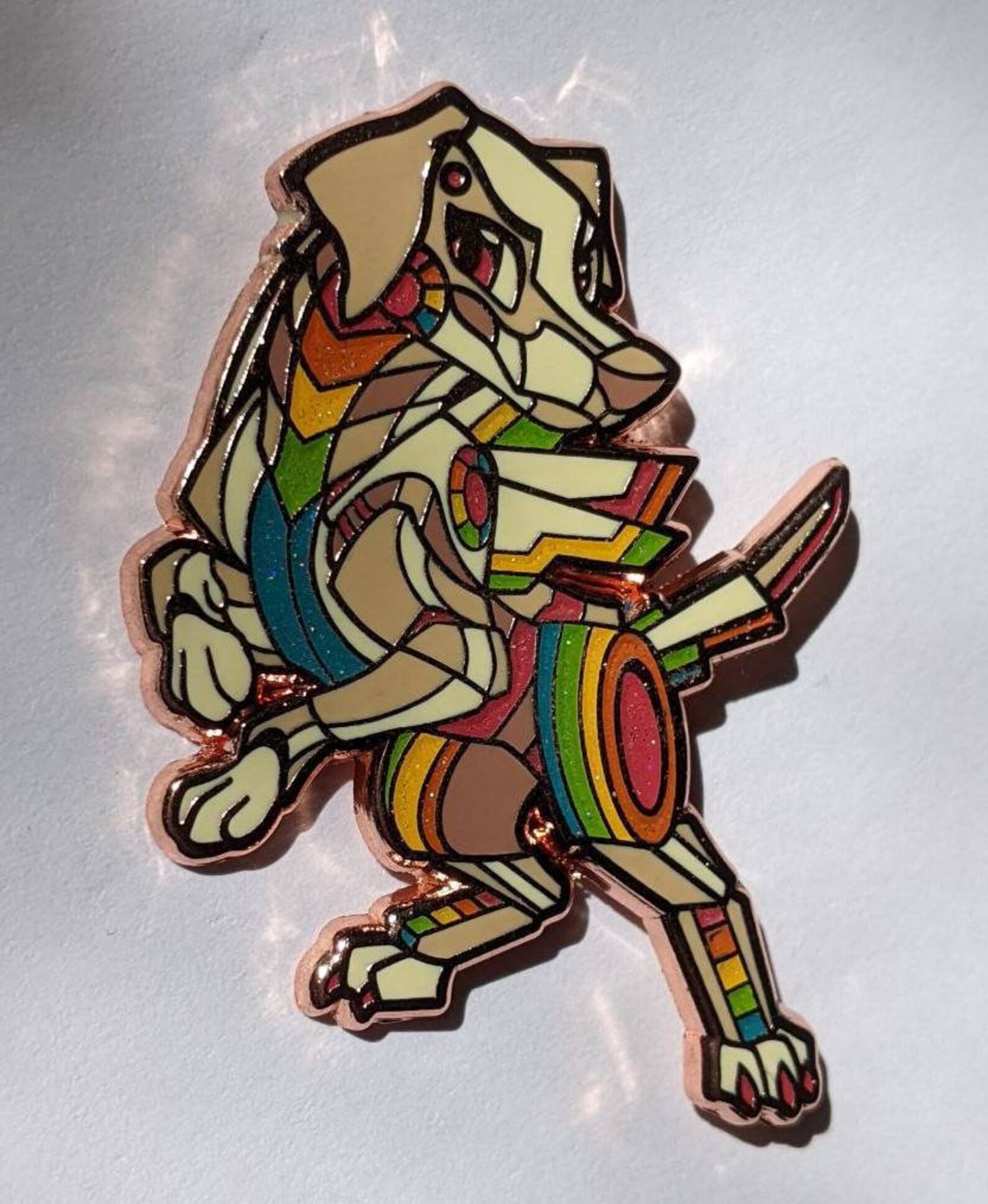 Fursona Pin #1107 - Cyber Dog (#4, Peachy Rainbow) Enamel Pin - Etsy