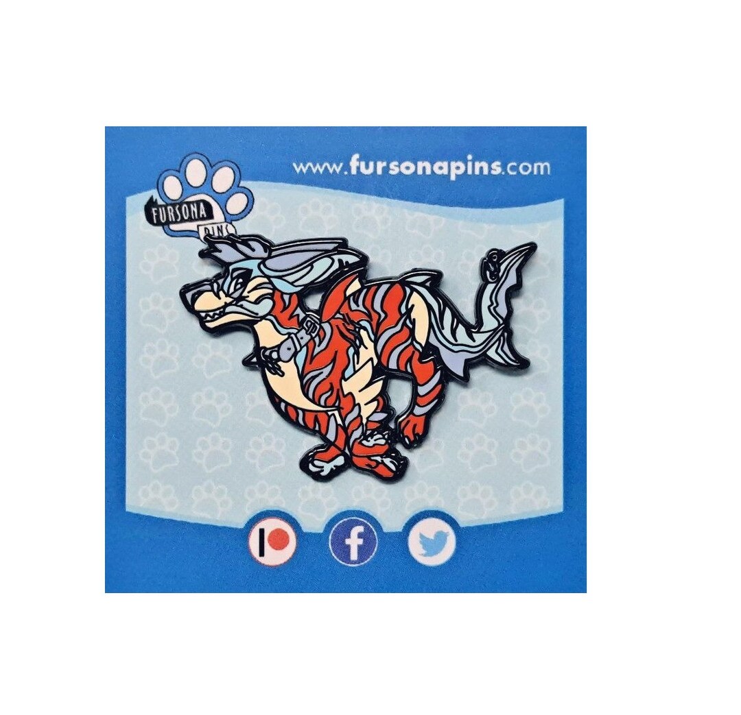 Fursona Pin #1135 - Shark Borzoi / Bark Shark (blue and Red) Enamel Pin ...