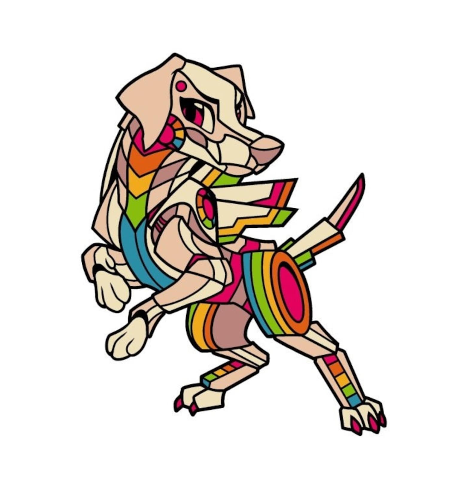 Fursona Pin #1107 - Cyber Dog (#4, Peachy Rainbow) Enamel Pin - Etsy