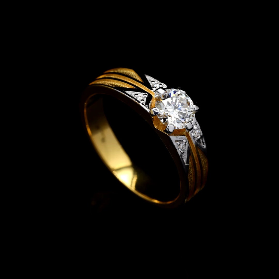 Helios Gents Ring Solitaire Ring Round Brilliant Cut Diamond Lab Grown ...