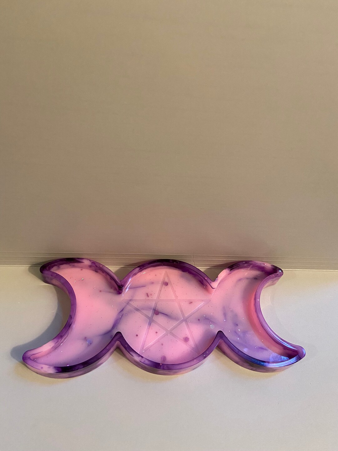 Sparkly Purple and Pink Triple Moon Dish - Etsy
