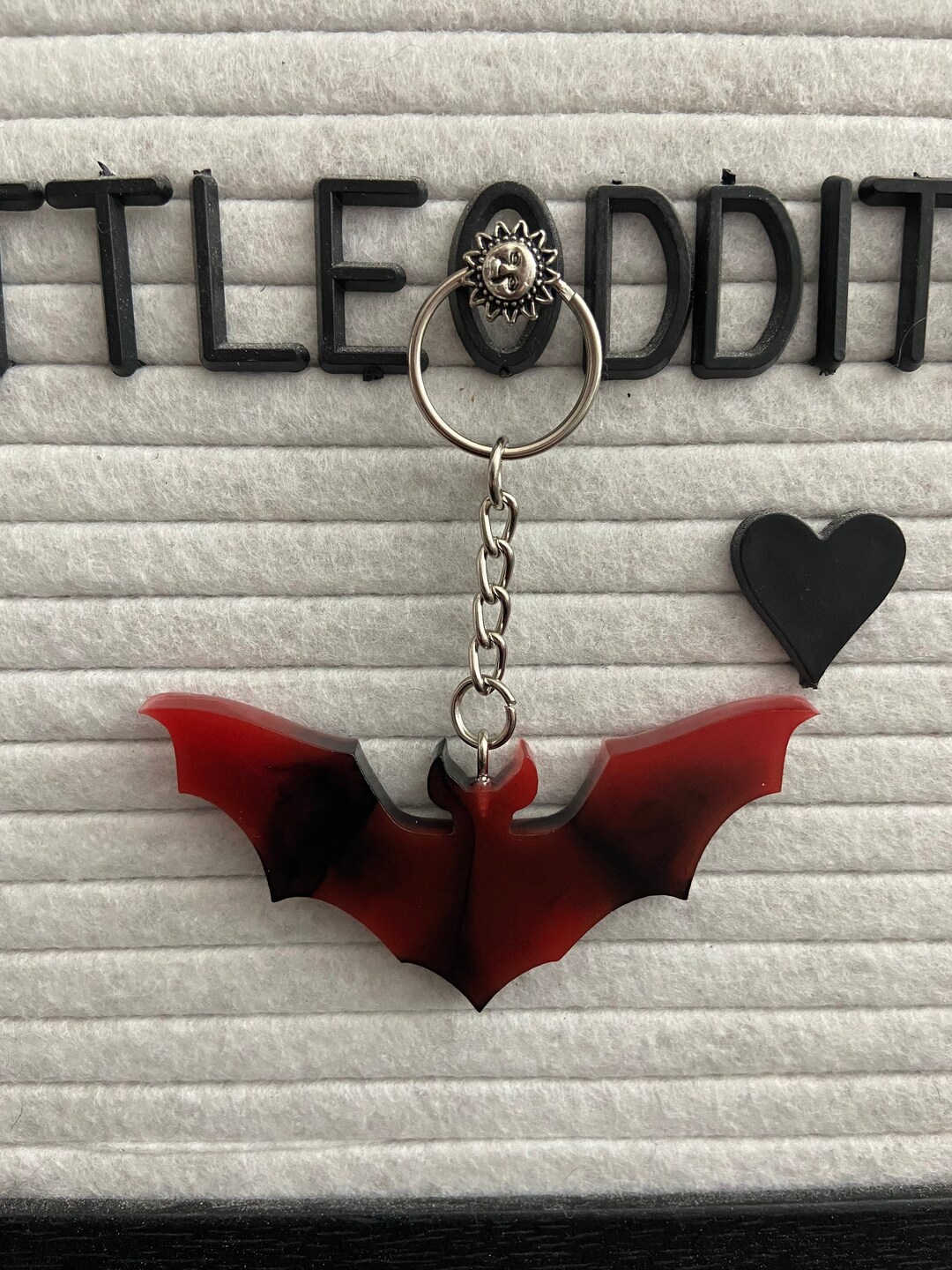 Black and Red Bat Keychain - Etsy