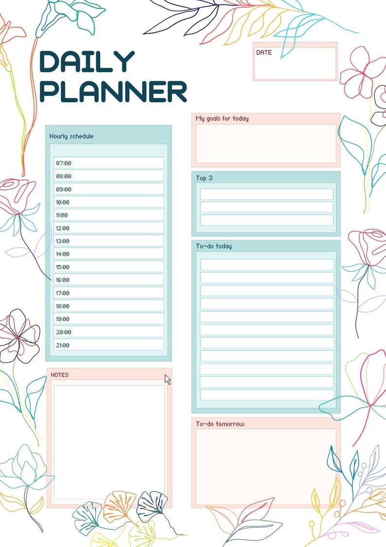 Elegant Daily Planner, Floral Daily Planner, Coquette Daily Planner ...