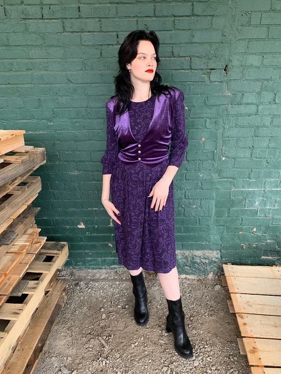 Vintage Purple Vest Dress / Cottagecore Witch Vibes D… - Gem