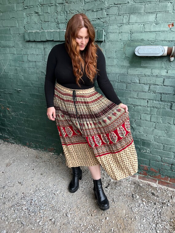 vintage red tan maxi - Gem