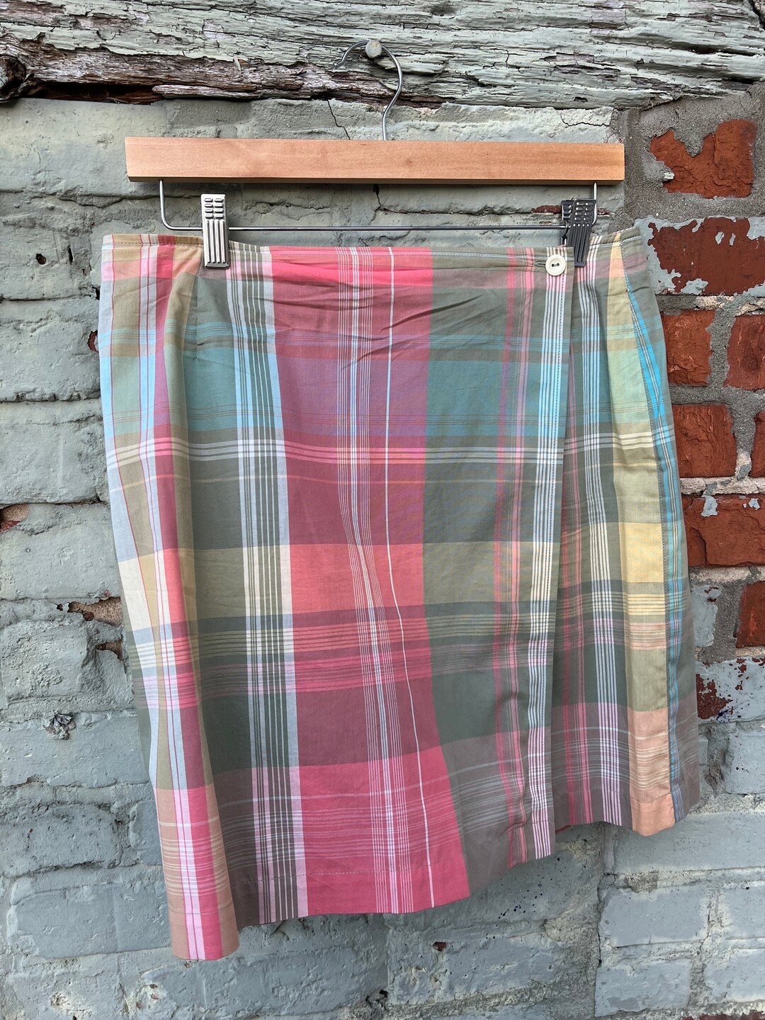 Vintage Pink + Green Plaid Mini Skort / 90s Liz Claiborne Skort - Etsy