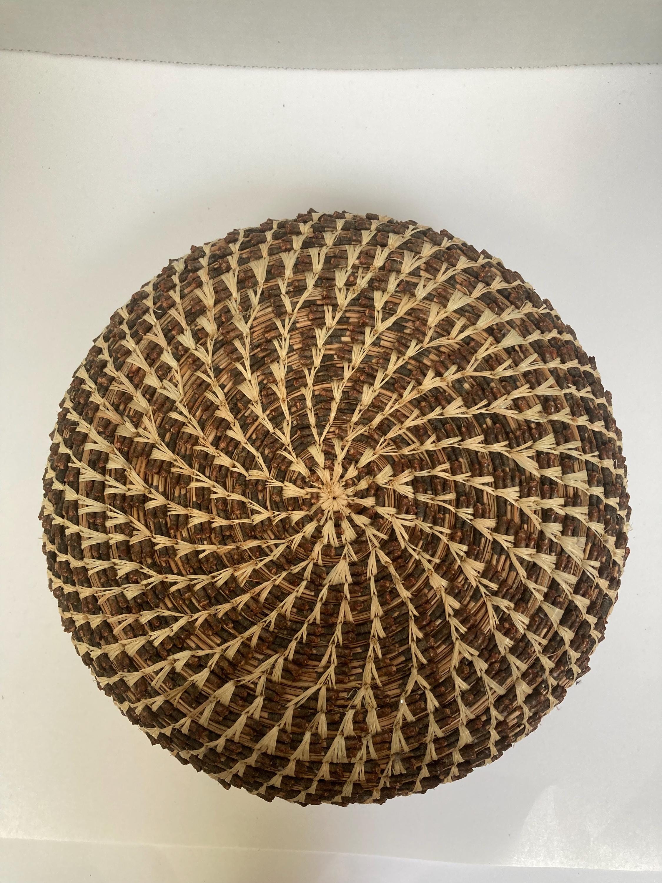 Handmade Pine Needle Basket With Raffia - Etsy