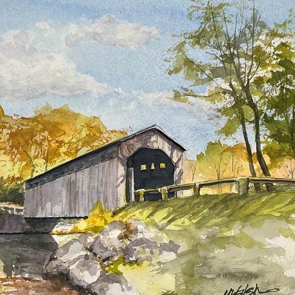 Bridge Watercolor - Etsy